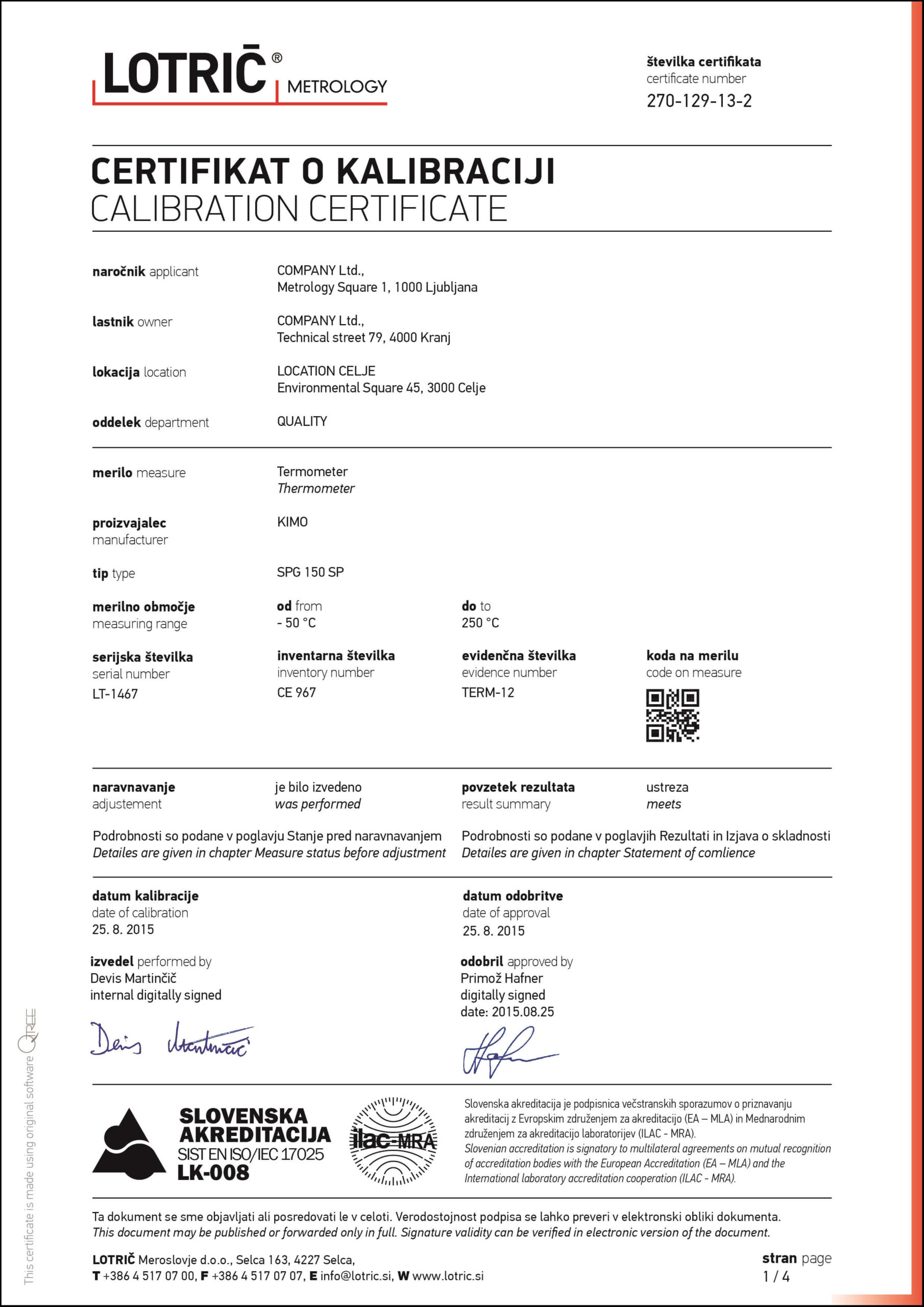 Prilagoditev načina zapisa pravila odločanja o skladnosti - LOTRIČ Metrology